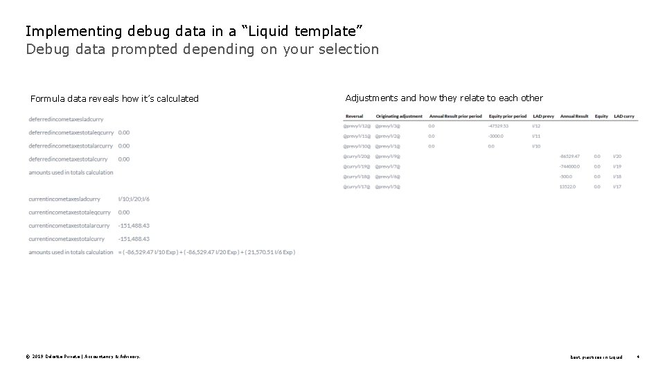 Best practices in Liquid Implementing debug data in