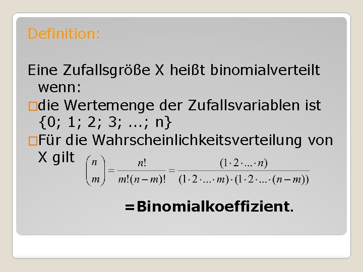 Binominalverteilung Dominic Borostyan 5 AK VBS Augarten Binominalverteilung