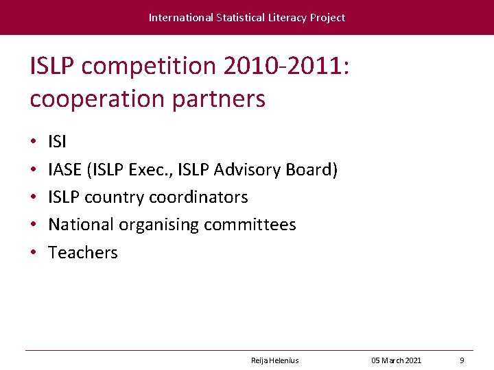International Statistical Literacy Project ISLP Open Meeting 12