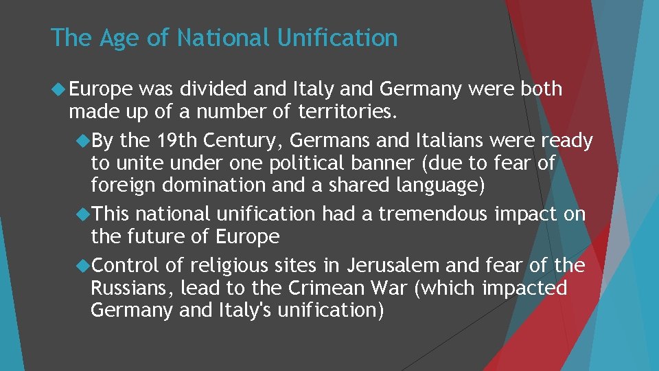 The Age of National Unification 1854 1871 Created