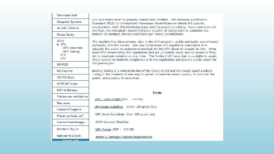 2017 NACON Uninspected Passenger Vessel Examination GEORGE PEEK