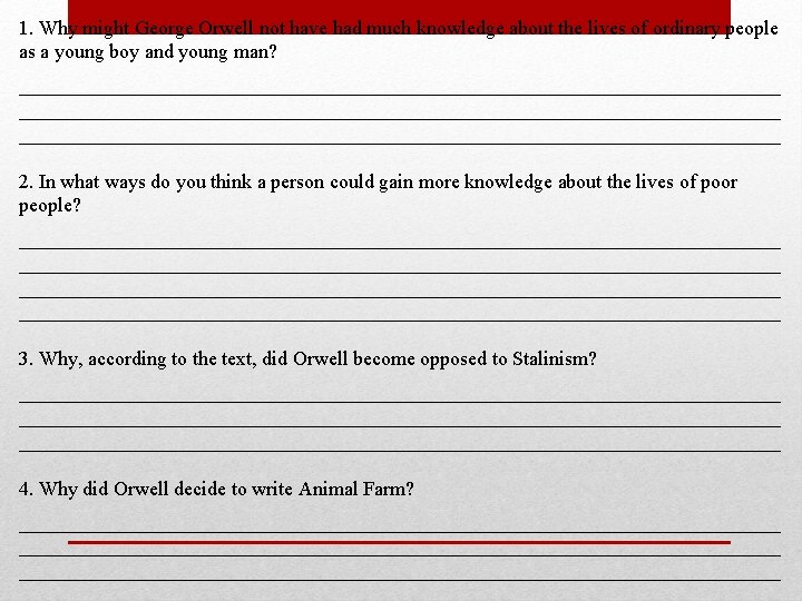 GEORGE ORWELL ANIMAL FARM Part 1 The Life