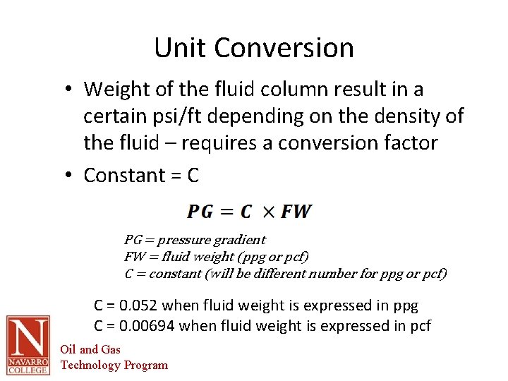 PTRT 1321 OilField Hydraulics Chapter 6 Pressure Basics