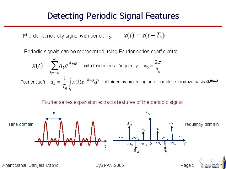 Cyclostationary Feature Detection Anant Sahai Danijela Cabric Dy