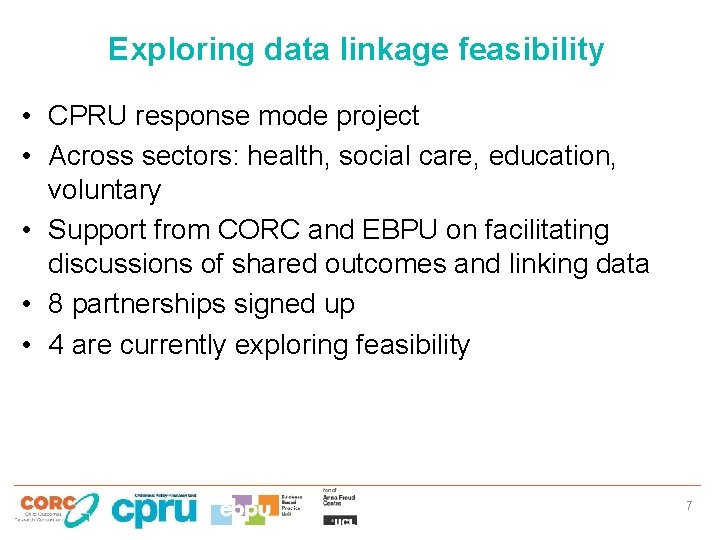 Linking data sets across sectors CORC Members Forum