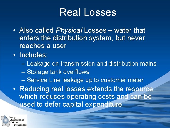 Water Audit Basics Water First Training 2016 Why