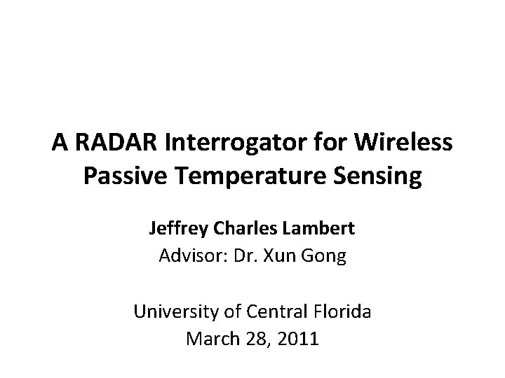 A RADAR Interrogator for Wireless Passive Temperature Sensing
