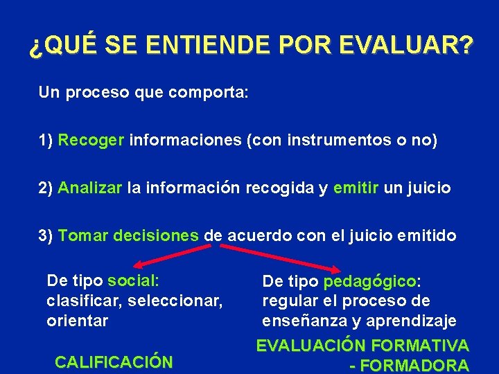 Evaluar para aprender La evaluacin vista como un