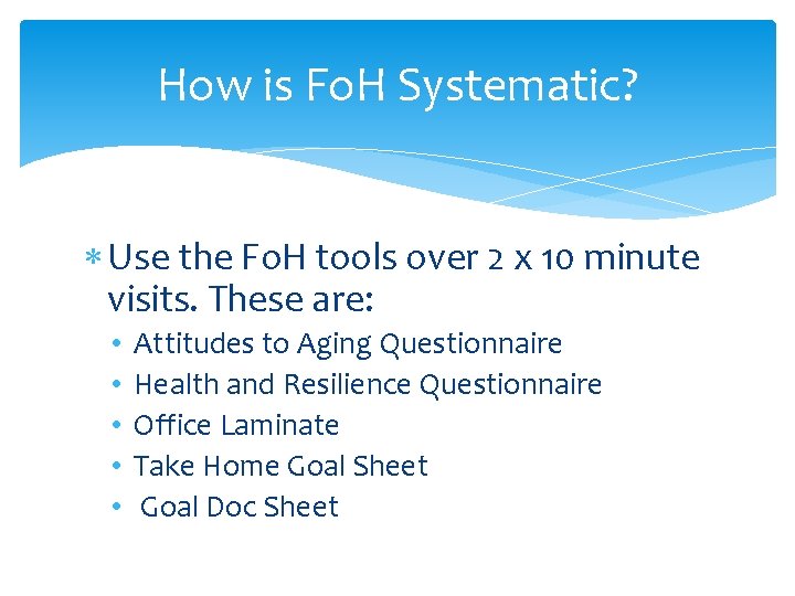 How to use the Fo H Tools with