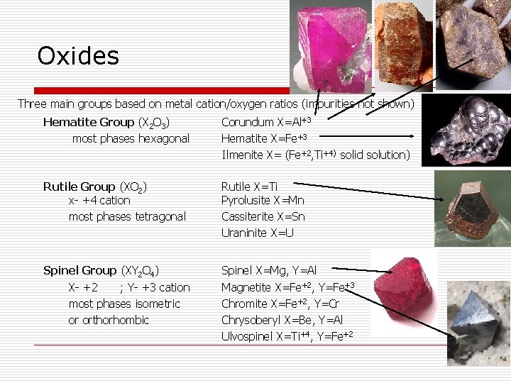 Lecture 15 b Systematic Description of Minerals Oxides