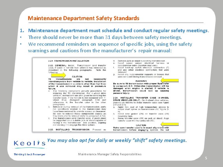 Maintenance Manager Safety Responsibilities Maintenance Managers ...