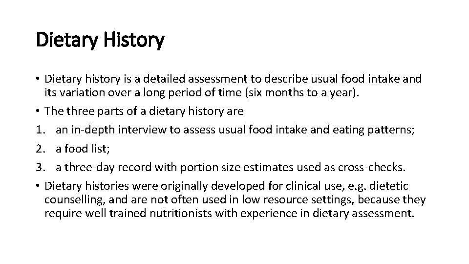 Dietary Assessment Indirect Dietary Methods Fouzia Akter Assistant