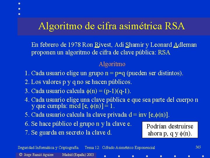 Tema 12 Cifrado Asimtrico Exponencial Seguridad Informtica y