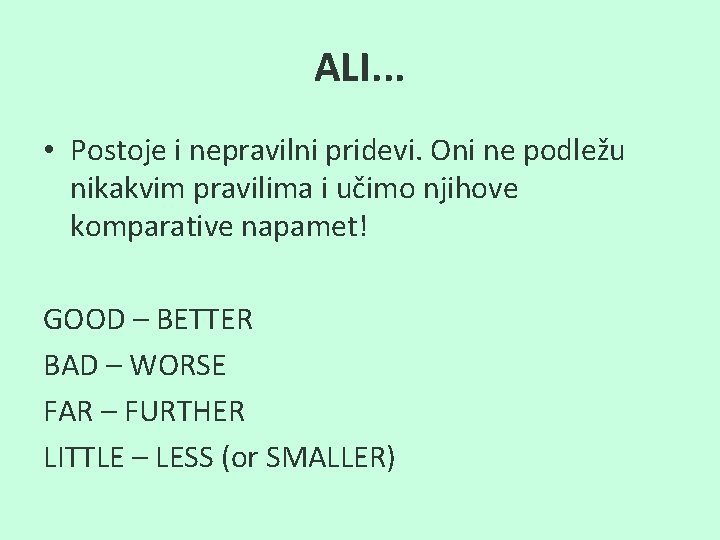 WEATHER Comparative adjectives ta su to pridevi Kada