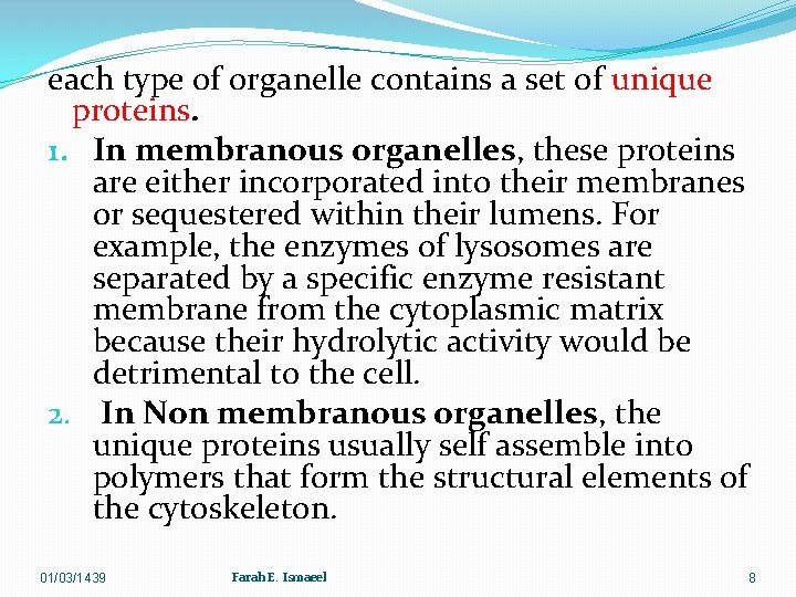 Medical biology cytology lec 3 Cytoplasm and organelles