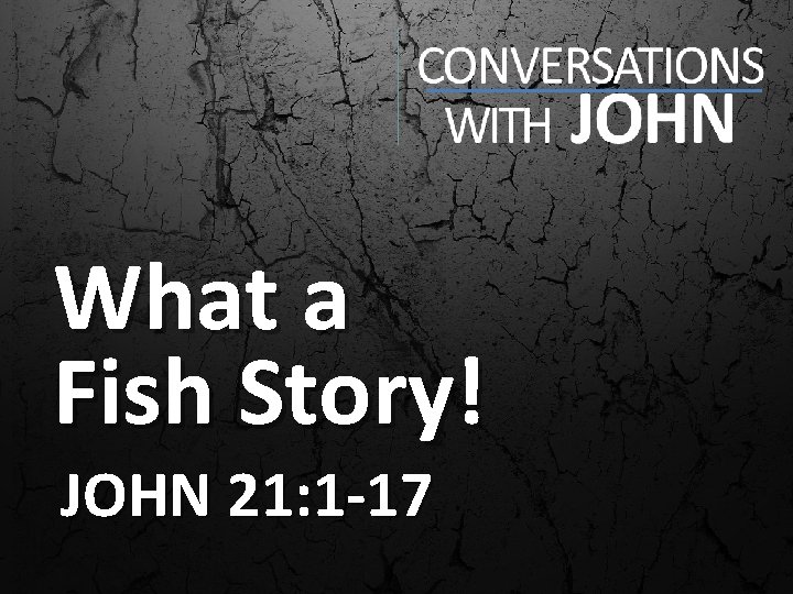 What a Fish Story JOHN 21 1 17