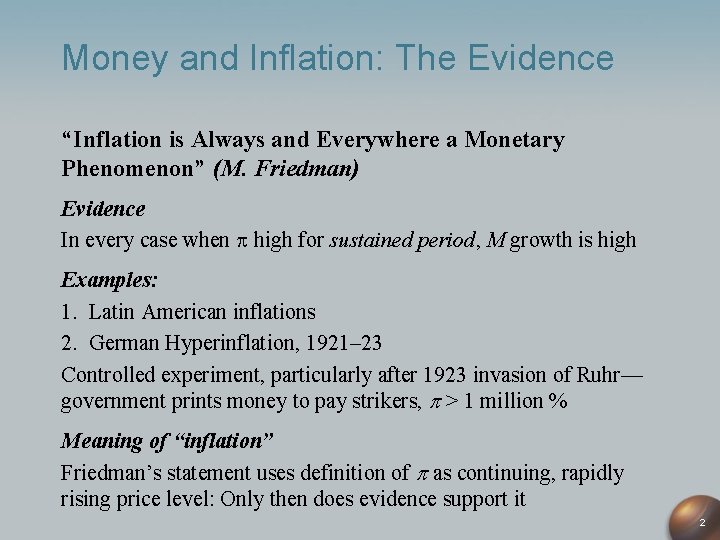 Chapter 27 Money and Inflation Money and Inflation