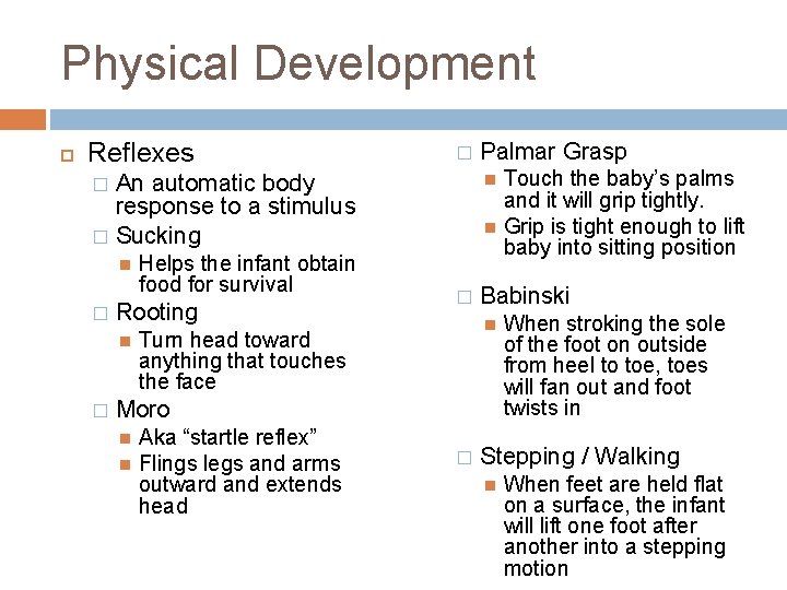 UNDERSTANDING CHILDREN From Birth to Age 2 Terms