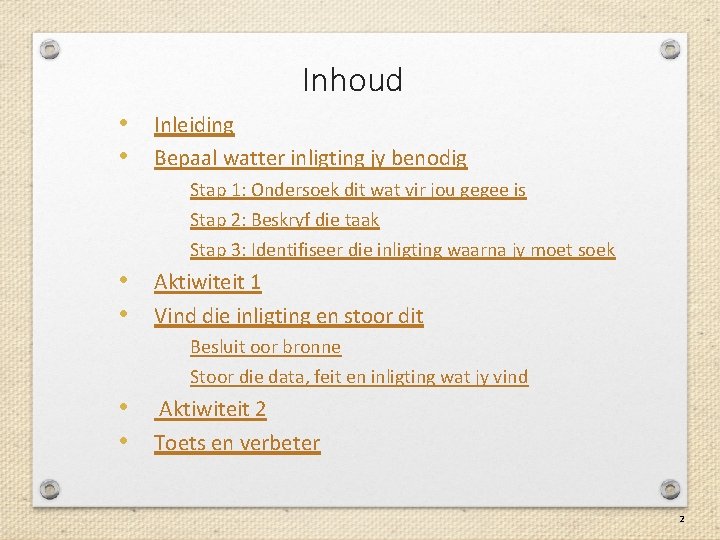 Module 6 2 Vind inligting Inhoud Inleiding Bepaal