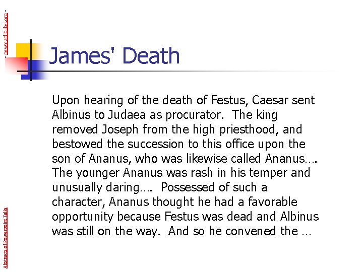 Abstracts of Powerpoint Talks The Letter of James