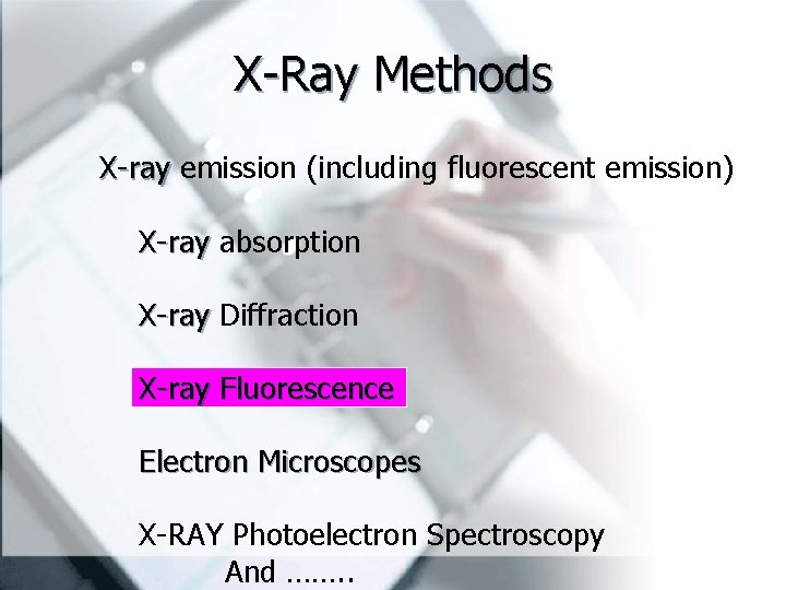 XRay Fluorescence Spectrometry Content XRay History Who Discovered