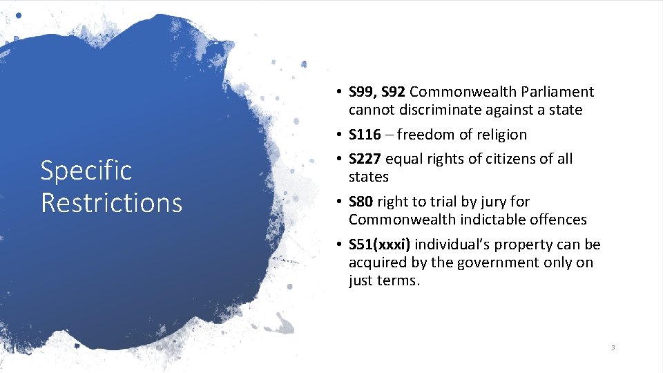 Learning Objectives The role of the Commonwealth Constitution
