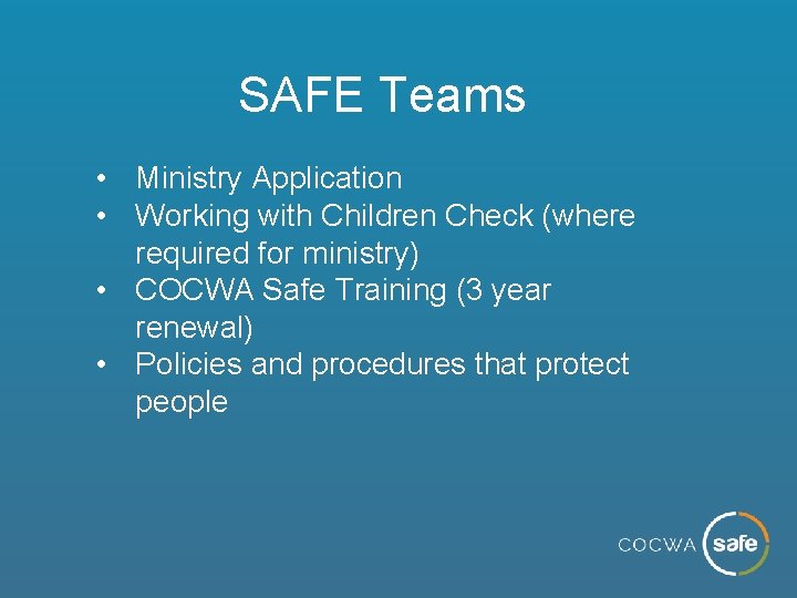COCWA Safe is based on materials originally developed