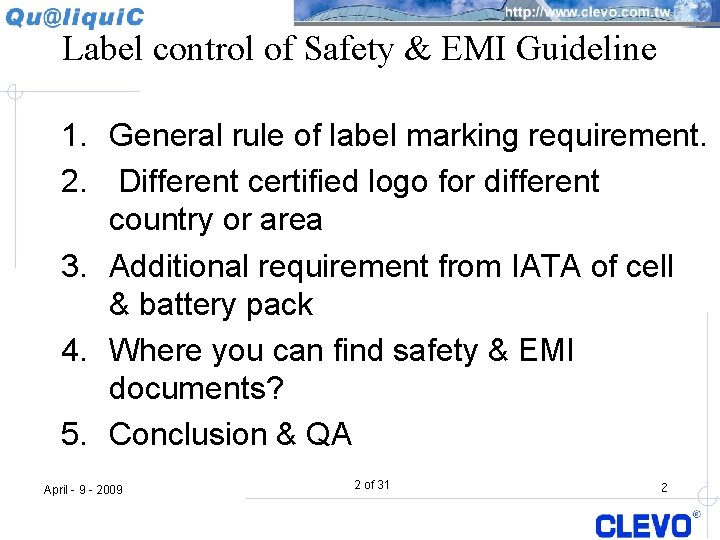 Label control of Safety EMI Guideline Presented by