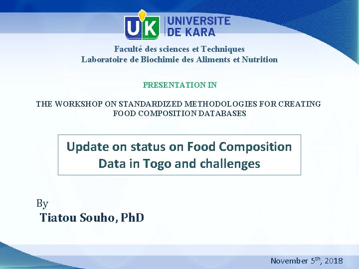 Facult des sciences et Techniques Laboratoire de Biochimie