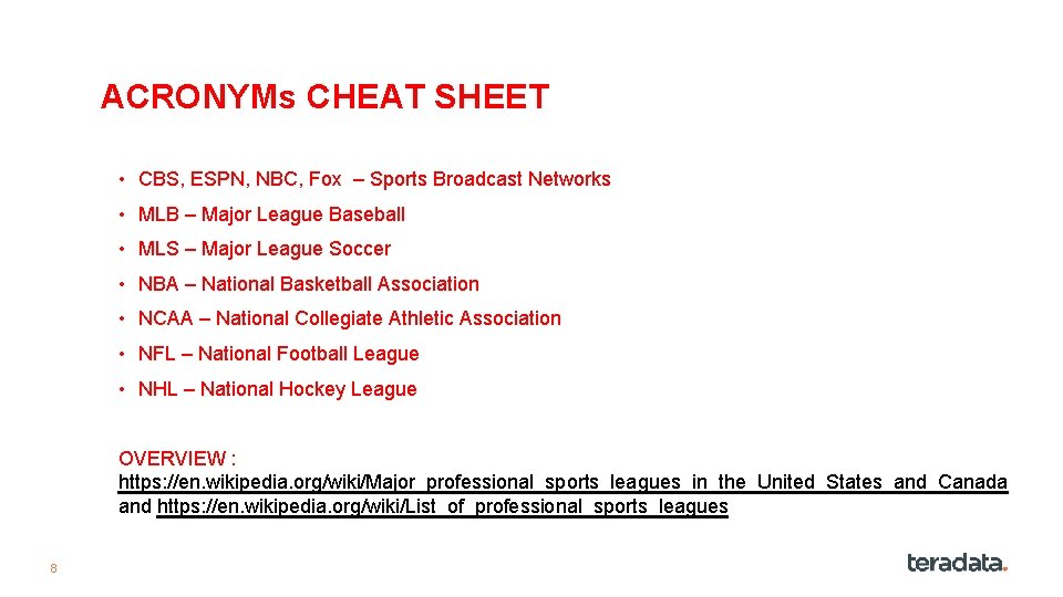 Sports Analytics SPORTS IS BIG BUSINESS August 2019