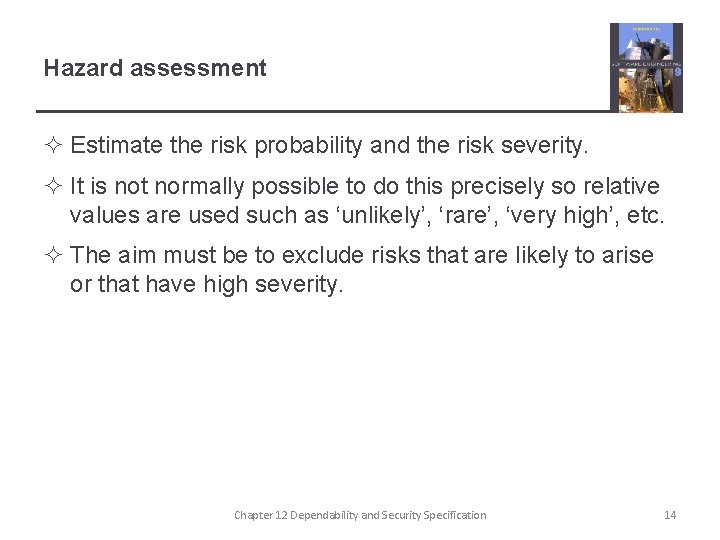 Chapter 12 Dependability and Security Specification Lecture 1