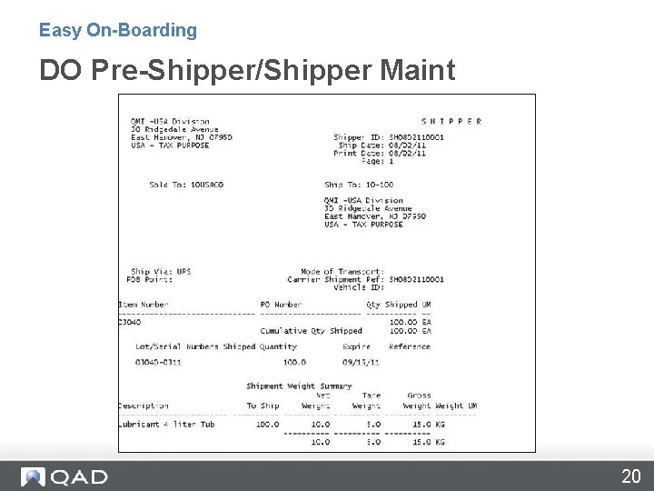 Easy OnBoarding Intercompany Shipping Easy OnBoarding Course Overview