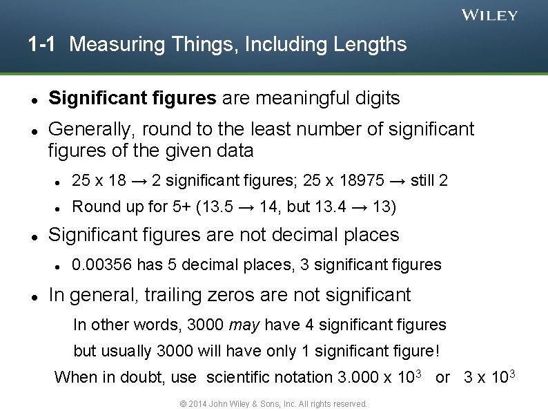 Chapter 1 Measurement Copyright 2014 John Wiley Sons