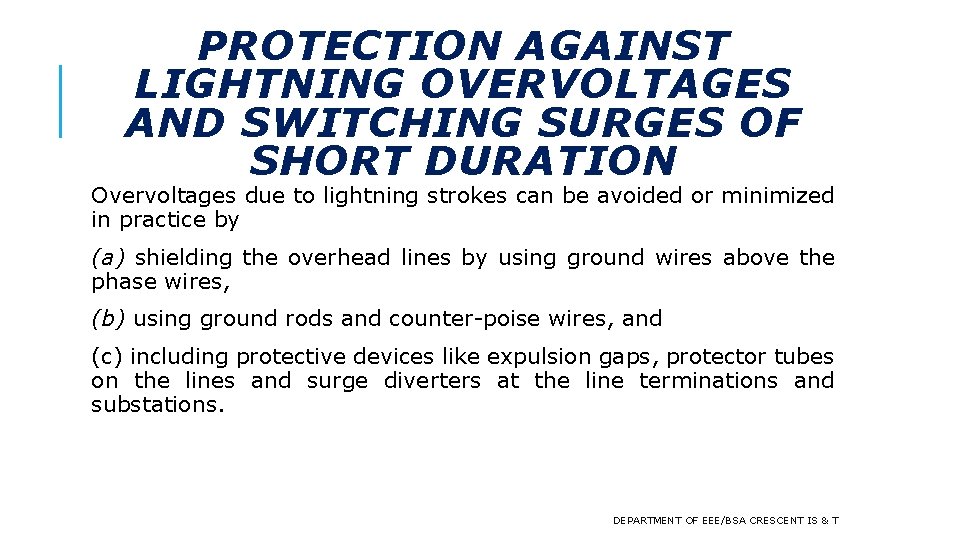 HIGH VOLTAGE ENGINEERING Over voltage phenomenon and insulation
