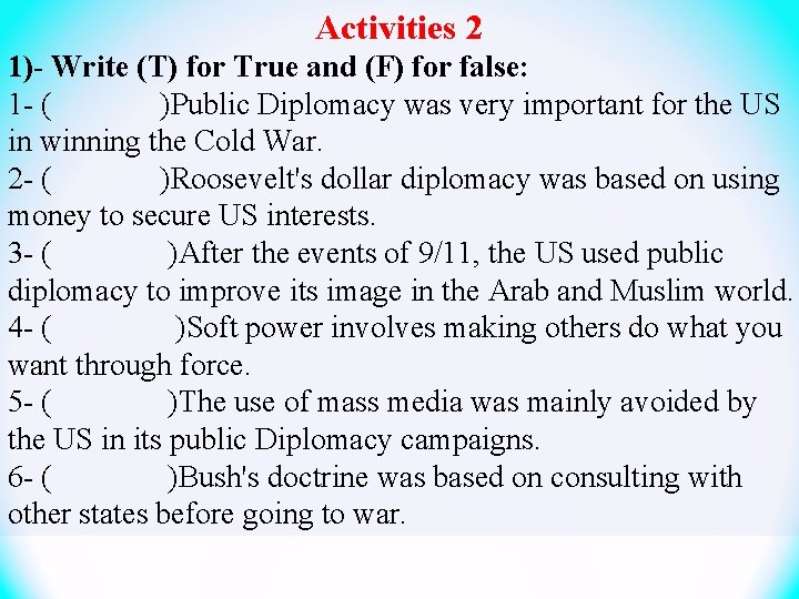 Instruments of International Relations the DIME framework Diplomatic