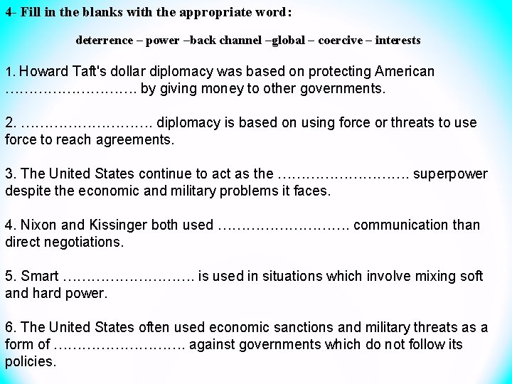 Instruments of International Relations the DIME framework Diplomatic