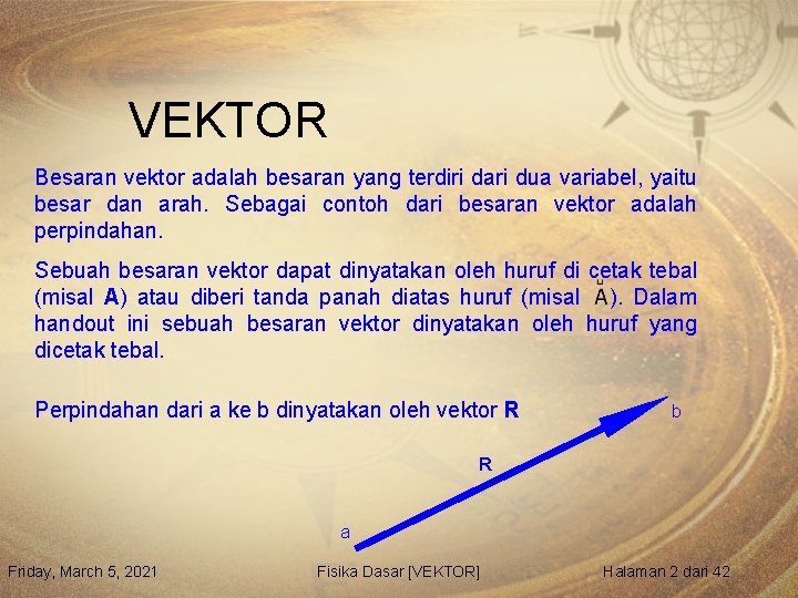 Bab1 VEKTOR VEKTOR Besaran vektor adalah besaran yang