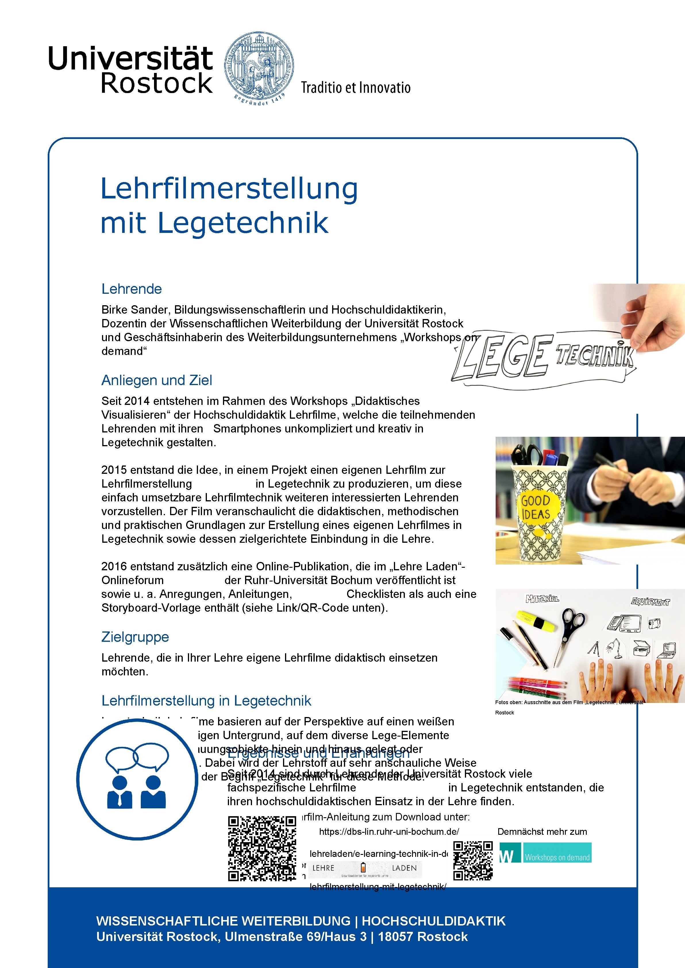 Lehrfilmerstellung mit Legetechnik Lehrende Birke Sander ...