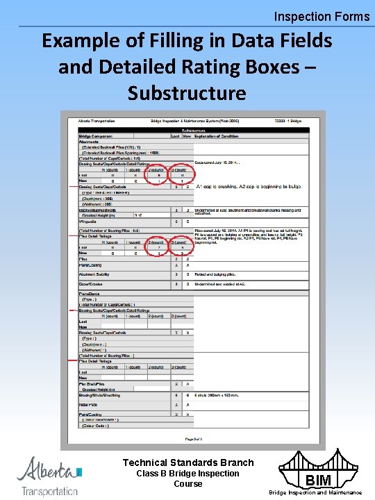 Inspection Forms BIM INSPECTION FORMS Technical Standards Branch