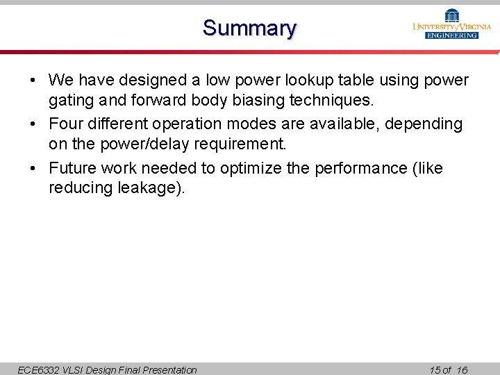 Low Power Lookup Table Using Power Gating and