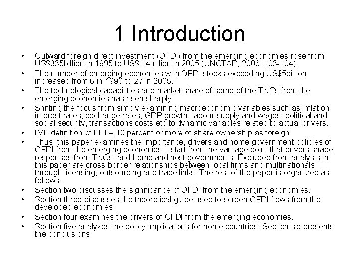 Outward Foreign Direct Investment from Emerging Economies Importance