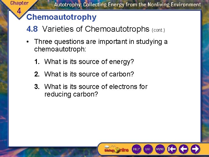 Chapter Menu Chapter Introduction Autotrophy and Photosynthesis 4
