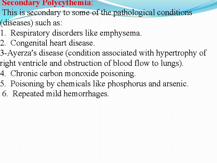 Lecture 4 Polycythemia causes clinical signs and labortary
