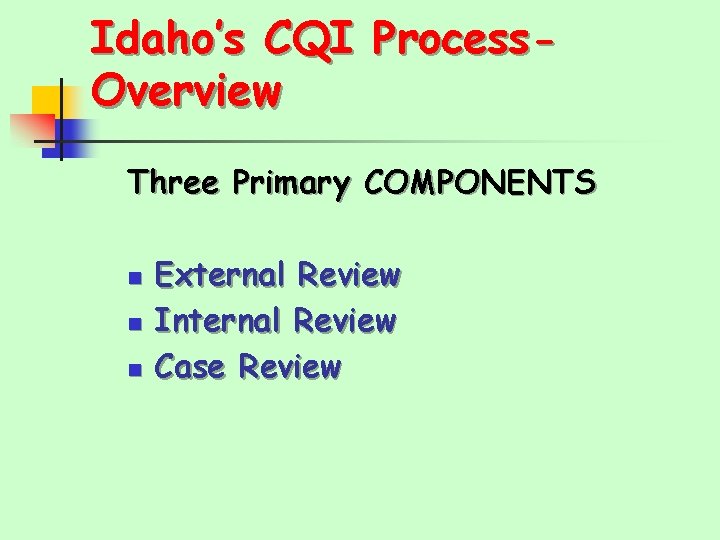 Continuous Quality Improvement CQI One Way to Grow