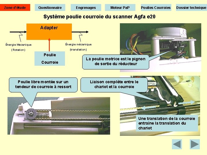 Zone dtude Questionnaire Engrenages Moteur Pa P Poulies