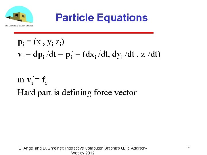 Particle Systems Ed Angel Professor Emeritus of Computer