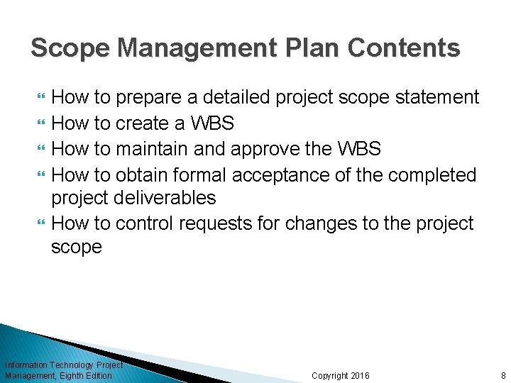 Chapter 5 Project Scope Management Information Technology Project
