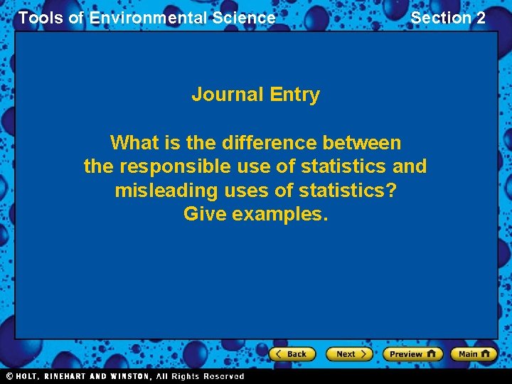 Tools of Environmental Science Section 2 Journal Entry