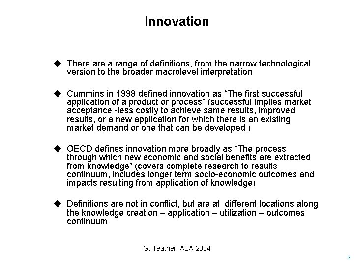 Characteristics of a National Innovation System Presented to