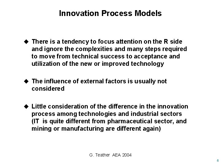 Characteristics of a National Innovation System Presented to